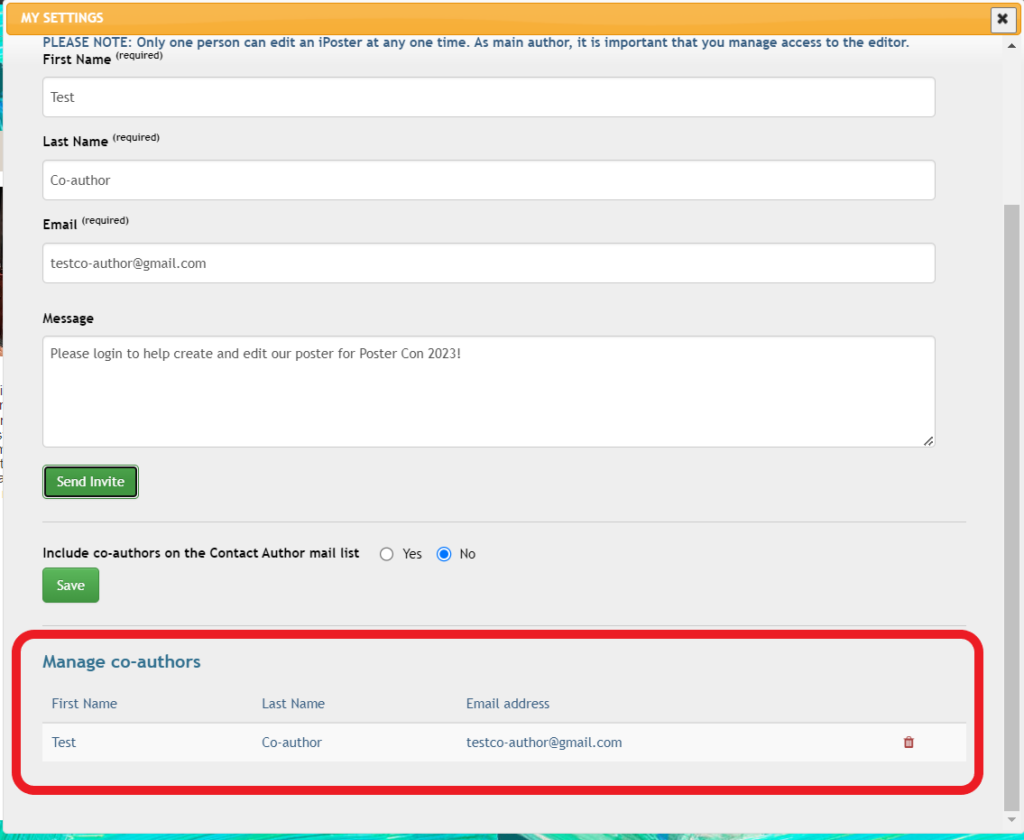 How can I add co-authors to my iPoster? - iPoster Sessions - Production