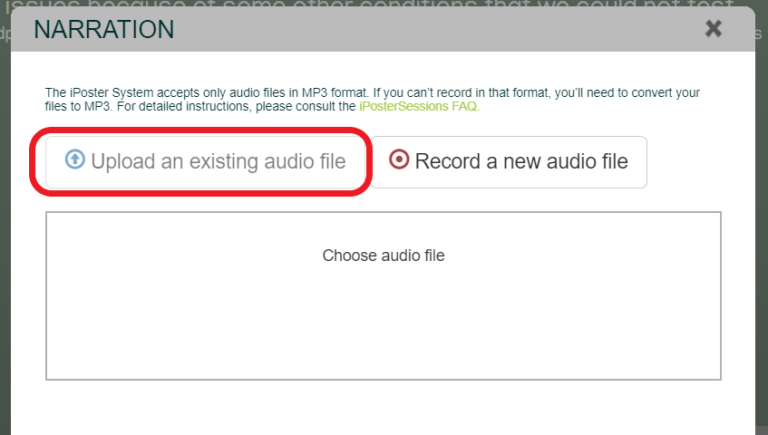 How do I add an audio file or narration to my iPoster? - iPoster Sessions