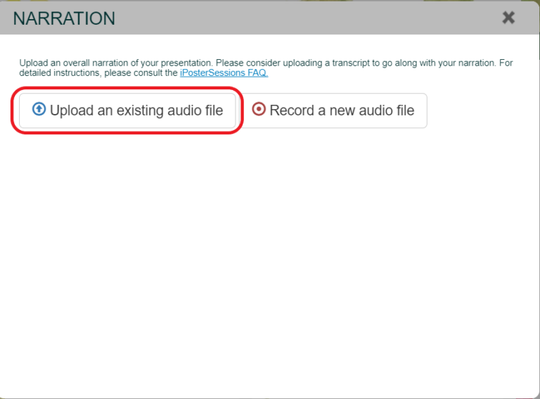 How do I add an audio file or narration to my iPoster?